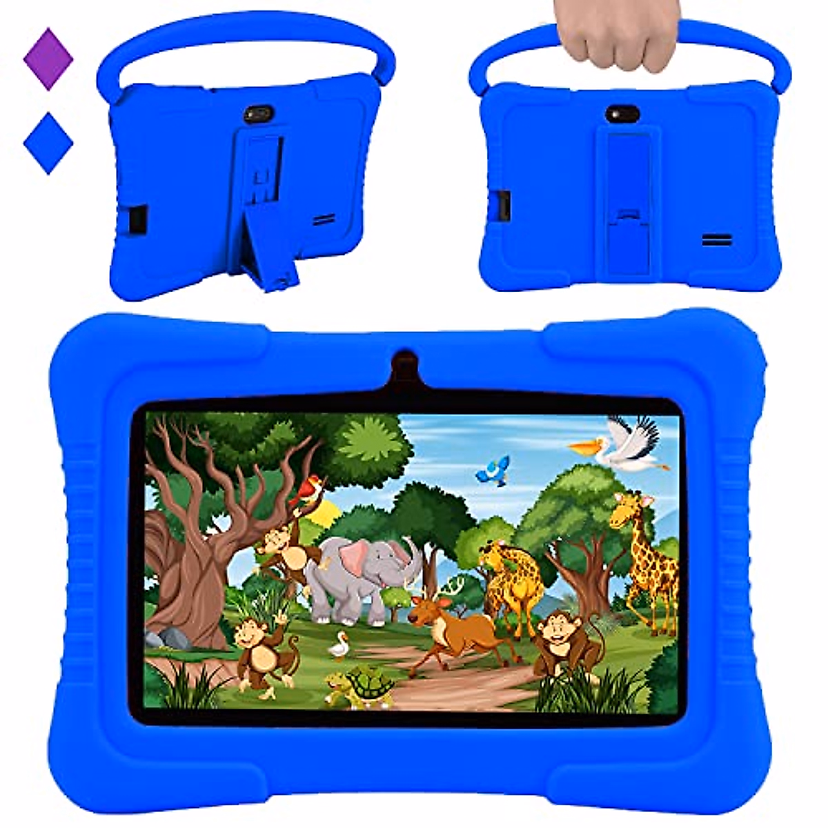 Veidoo Kids Tablet, 7 inch Android Tablet PC, 2GB RAM 32GB ROM, Safety Eye Protection Screen, WiFi, Dual Camera, Games, Parental Control APP, Tablet with Silicone Case(Dark Blue)