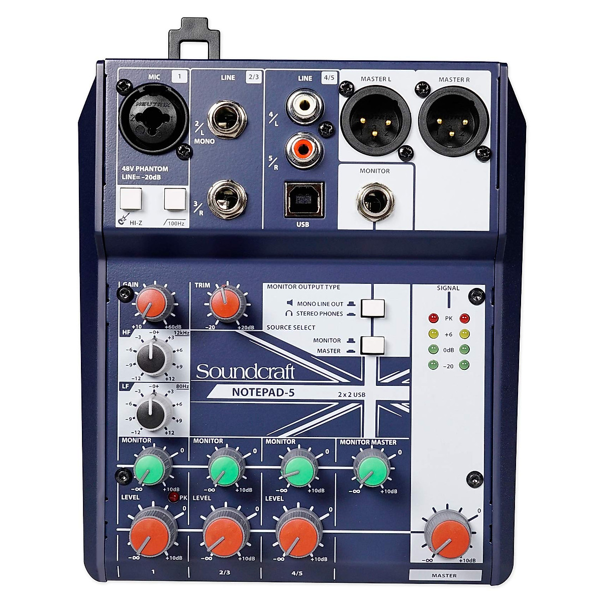 Soundcraft Notepad-5 Channel Podcast Mixer Podcasting Interface Bundle with Rockville PRO-M50 Studio Headphones, RMC-XLR Handheld Wired Mic and RTMS21 Desktop Tripod Mic Stand with Pop Filter