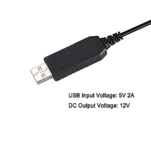 DC 5V to DC 12V USB Voltage Step Up Converter Cable, Power Supply Adapter Cable with DC Jack 3.5 x 1.35mm, USB 5V to DC 12V Cable - 5ft