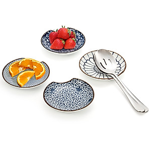 Goaste 8 Pack Ceramic Spoon Rest, 4.7" Cooking Utensil Rest Holder, Stackable Kitchen Gadget Spoon Cradle for Stove Top, Kitchen Counter, Housewarming Gifts, Vintage Blue