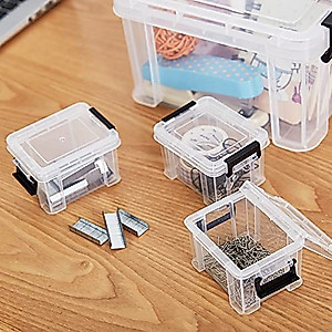 Reheyre Plastic Storage Container Bin with Lid, Clear Storage Bin Tote Organizing Container for Small Items and Other Craft Projects, Rectangular Empty Mini Organizer White One Size