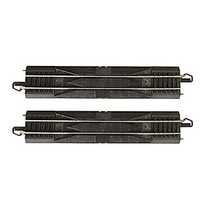 Bachmann Trains - Snap-Fit E-Z TRACK 9” STRAIGHT RERAILER (2/card) - STEEL ALLOY Rail With Black Roadbed - HO Scale