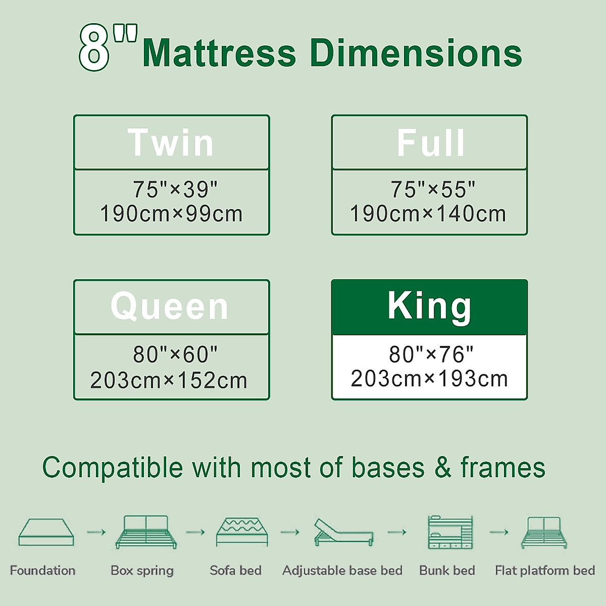 PMIXO Gel Memory Foam Mattress,8 Inch King Size Medium-Firm Mattress with CertiPUR-US Certified,Medium-Plush,No Formaldehyde and Fiberglass Free