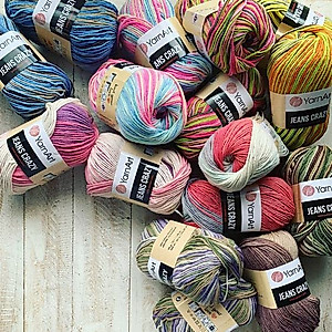 YarnArt Jeans Crazy 55% Cotton 45% PAC , Amigurumi Cotton Yarn, 2 Sport Yarn, 1 Skein/Ball 50 gr 174 yds (7202)