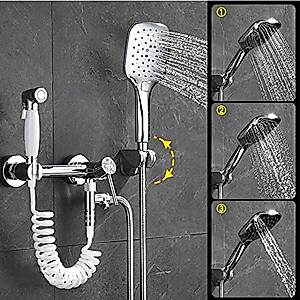 MINJING Bidet Sprayer Kit for Toilet Chrome Multifunction Wall Mounted Bidet Attachment Faucet Sprayer Kit for Toilet Single Handle Bathroom Toilet Bidet Mixer Spray Kit,B