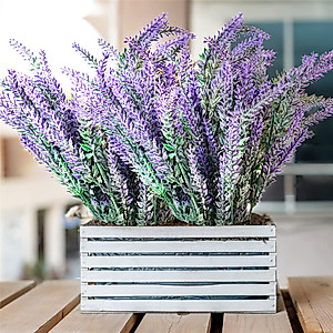 LZXD 12 Bundles Artificial Lavender Flowers,Flocked Plastic Lavender Bundle,Fake Grasses Plants for Indoor Outdoor Home Kitchen Office Table Decoration Garden Porch Window Box Decorating