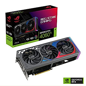 ASUS ROG Strix GeForce RTX™ 4060 Ti OC Edition Gaming Graphics Card (PCIe 4.0, 8GB GDDR6, DLSS 3, HDMI 2.1, DisplayPort 1.4a)