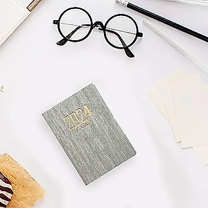 2024 Planner Notebook A7 Planning Notebook Calendar Double PU Leather Cover Journals Notebook Notepad for Work Supplies Stationery Organizer (Beige, One Size)