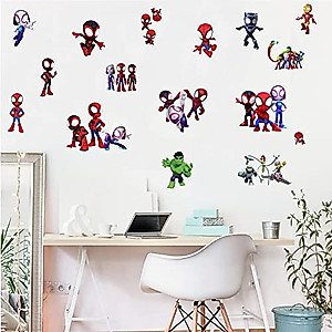 Spiderman and His Amazing Friends Wall Decals Stickers Peel and Stick Cartoon Wall Decals for Boys Room Removable Wall Art Mural Decor for Baby Girls Kids Nursery Bedroom