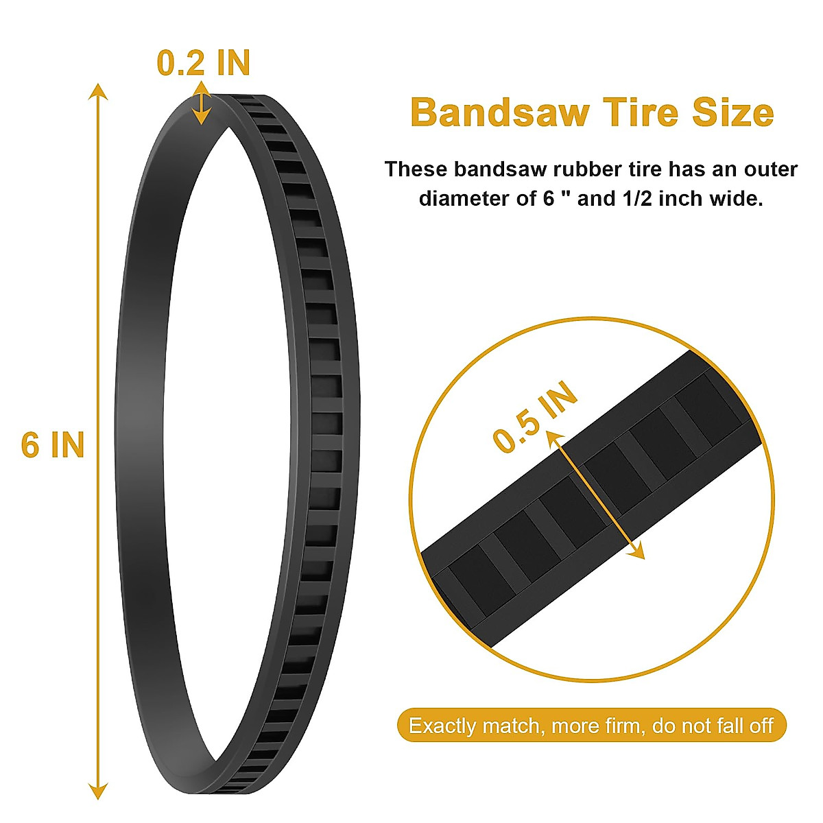 2 Pack 650721-00 Bandsaw Rubber Tires Replacement for Dewalt Portable Band Saw Replacement Parts DWM120 A02807 DCS374 DW328K 3129K 725 726 736 7724 9725 D28770 D28770K