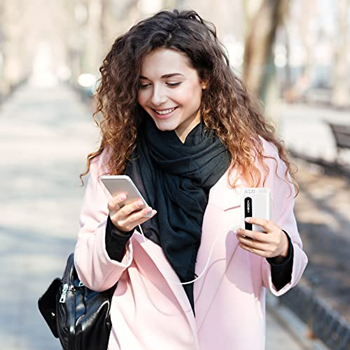 Aibocn Power Bank 10,000mAh Phone Portable Charger with Flashlight (White+Black)