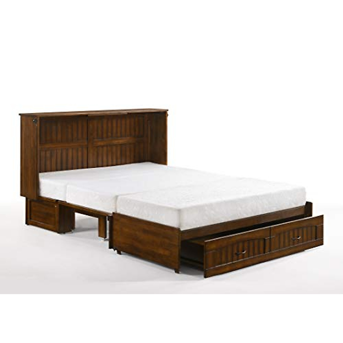 IQ FURNITURE Alpine Queen Murphy Cabinet Bed, Heritage Brown