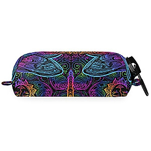 Mandalas Paisley Dragonfly Pencil Pouch Pencil Case Large Plastic Steel Zipper Pen Pencil Case Bag Canvas Purse School Office Supplies for students & Adults