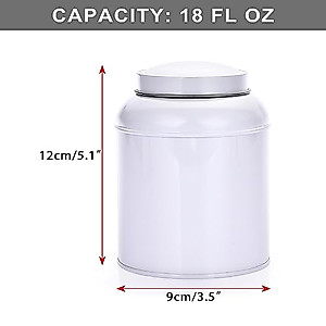 JUXYES Pack of 6 Tea Tins Canister with Airtight Double Lids, 18oz Loose Leaf Tea storage Airtight Kitchen Canisters, Round Tins Can Box for Storage Loose Tea Coffee Herbs and Spices, White