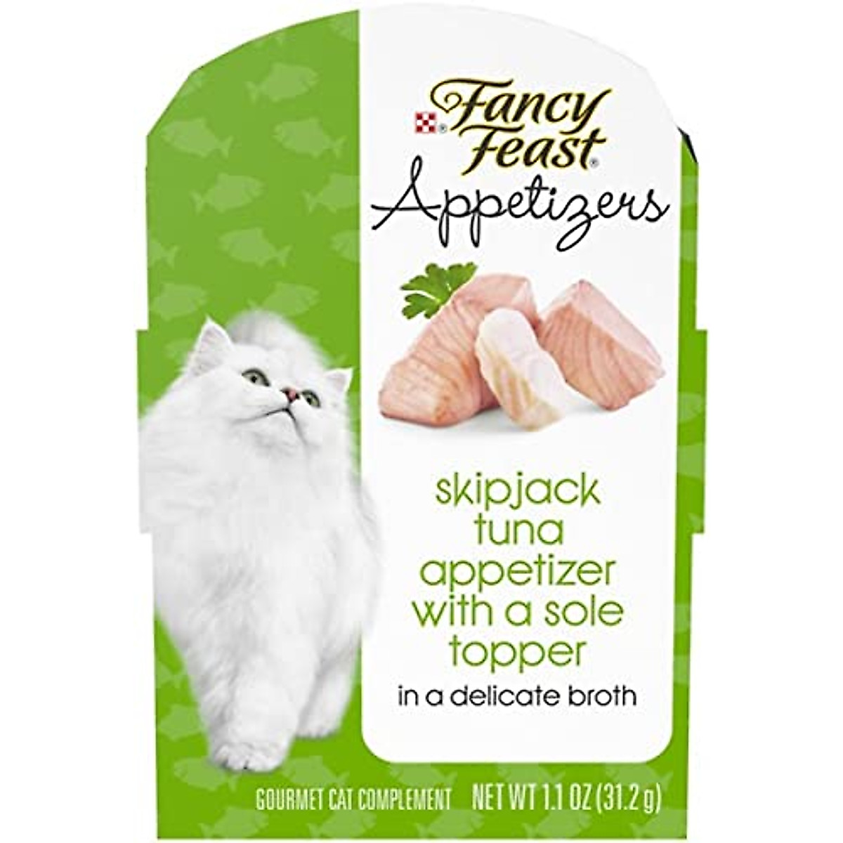 Purina Purely Fancy Feast Appetizers Cat Treats Flavor Variety Sampler Bundle of 12 Containers, (1.1 Ounces Each) with a Bundle a Plastic Noisy Cat Toy Ball and WMB's Sticker.