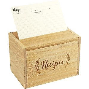 Bamboo Recipe Box Set (includes 50 recipe cards and 24 dividers)