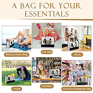 10 Pcs Canvas Tote Bags for Women Canvas Gift Bag with Makeup Bag Large Beach Tote Bag Reusable Blank Tote Bag for Bridesmaid Wedding Shopping Grocery Travel,15.7 x 11.8 x 6.7 Inch (Polka Dot Ribbon)