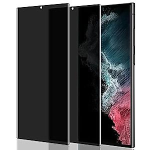 YWXTW [2 Pack] Galaxy S22 Ultra Privacy Screen Protector, Tempered Glass Anti-Spy 9H Hardness Film for Samsung Galaxy S22 Ultra 6.8”, 3D Curved Edge Easy Install 【Don’t Support Fingerprint Unlock】