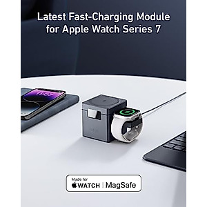 Anker MagSafe Charger Stand,Anker 3-in-1 Cube with MagSafe, 15W Max Fast Charging Stand, Foldable Wireless Charger for iPhone 15/14/13, Apple Watch S1-8/Ultra, AirPods (30W USB-C Charger Included)