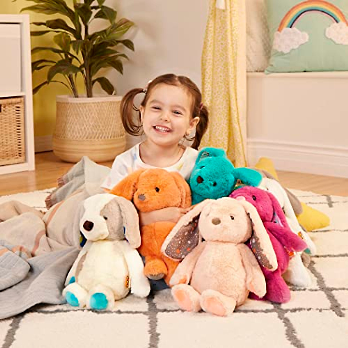 B. toys- B. softies- 12" Plush Bunny- Super Soft Stuffed Animal- Washable Rabbit Toy- for Babies, Toddlers, Kids-Happy Hues- Plumberry Bunny- 0 Months +