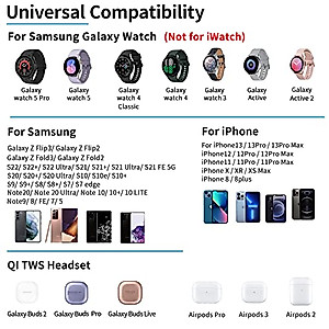 Wireless Charger with Clock/Alarm for Samsung Charging Station, 3 in 1 Android Phone Multiple Devices Charger for Galaxy S22 Ultra/S21/Z Flip/Fold 4/Buds/Galaxy Watch 5/Pro/4/3(Only for Samsung Watch)