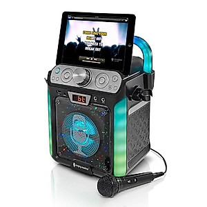 Singing Machine SML682BTBK Groove Cube Karaoke Player with Bluetooth and Echo Control, Battery Powered, Black