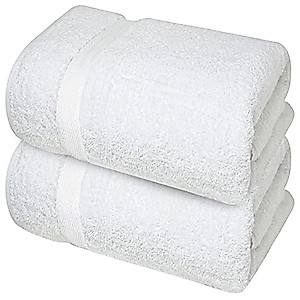 Infinitee Xclusives Premium White Bath Sheets Towels for Adults – 2 Pack Extra Large Bath Towels 35x70-100% Soft Cotton, Absorbent Oversized Towels, Hotel & Spa Quality Towel