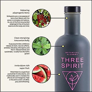 Three Spirit Non-Alcoholic Alternative Spirit- The Livener, 50cl | Energizing with Natural Caffeine, ADAPTOGENS & Watermelon & Ginger | Multi-Award Winning Active botanical, Gluten Free & Vegan Drinks