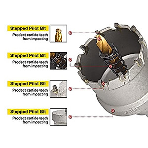 Mollom Heavy Duty Carbide Hole Saw, Hole Cutter cuts Stainless Steel, mild Steel, Iron, Copper, Brass, Plastic (3'' 76mm)