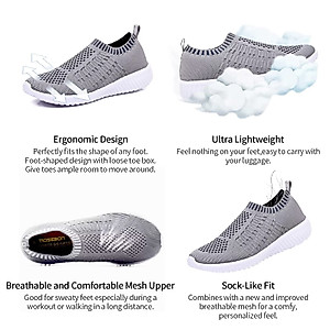 TIOSEBON Women's Slip On Walking Tennis Shoes Casual Mesh-Comfortable Work Workout Running Sneakers 6 US Gray