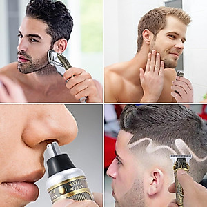 Bestauty Beard Trimmer, Barber Clippers Set Nose Hair Trimmer for Men Professional Cordless 2500mAh Waterproof Hair Clippers for Haircut Carving Shaving Trim Nose Hair (Bronze)