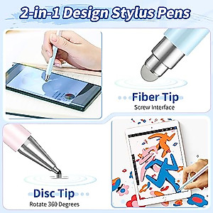Stylus Pens for Touch Screens(2 Pcs), High Precision Magnetic Adsorption 2-in-1 Stylus Pen for iPad Compatible with iPhone and All Touch Screens