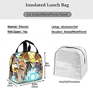 SUMFEELS Shippuden Insulated Cooler Lunch Bags For Women Men Kids Adult Teens Leakproof Reusable Portable Funny 3d Printed Lunch Bag Summer Holiday Lunch Box For Gift One Size