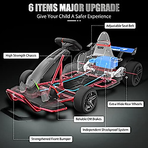 YOFE 24V Electric Go Kart for Kids, Drift Racing Go Kart,8MPH Max,132lbs W. Capacity,Licensed Mclaren Battery Powered Ride on Car with 2 Speeds for Kids Ages 6 and Older