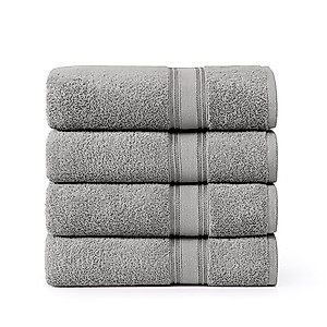 LANE LINEN Extra Large 100% Cotton Bath Sheets, 4 Piece Set, Quick Dry, Hotel Spa Quality Towels, 35 x 66 Inches, Space Grey
