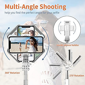 Selfie Stick with Fill Light, Tupwoon Extendable [42 Inch] Selfie Stick with Detachable Remote, Portable Phone Tripod Stand, Compatible with iPhone 14/13/12/11, Samsung Google Smartphones