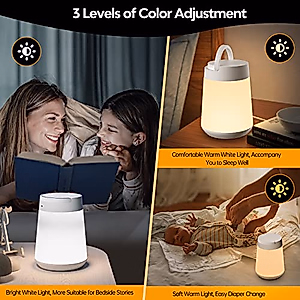 Aisutha Night Light for Kids, LED Touch Sensor Baby Night Light for Breastfeeding and Sleep Aid, Stepless Dimming Nursery Lamp Rechargeable Portable Night Light with Memory Function Bedside Light