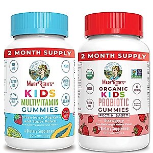 Kids Multivitamin Gummies & Kids Probiotic USDA Organic Gummies Bundle by MaryRuth's | Kids Immune Support | Kids Digestive & Gut Health Supplement