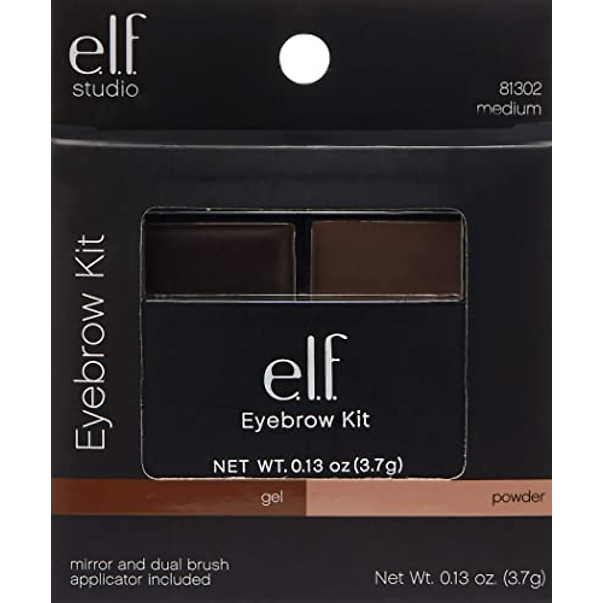 e.l.f, Eyebrow Kit, Brow Powder and Wax Duo, Long Lasting, Defines, Shapes, Fills, Contours, Medium, Fuller, Thicker, More Defined Brows, Brush Included, 0.13 Oz