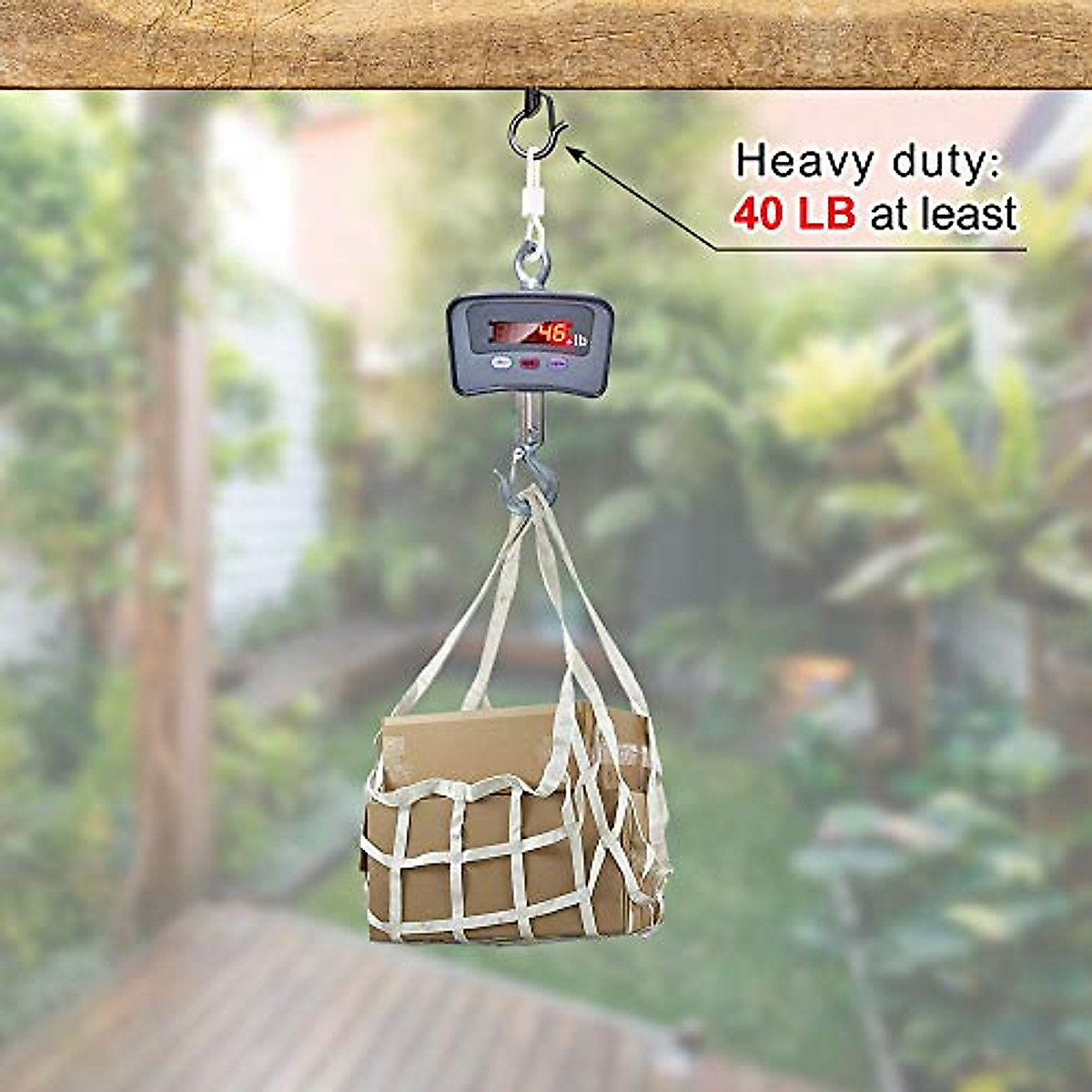 BeneLabel 20-Pack Screw in Hooks for Hanging Plants, String Lights & More - Black Wood Hooks with Safety Buckle Design - Rust Proof & Weather Proof - 40 lbs Capacity