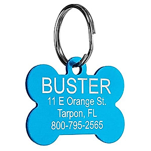 Providence Engraving Pet ID Tags in 8 Shapes, 8 Colors, and Two Sizes - Personalized Dog and Cat Tags with 4 Lines of Customizable Text