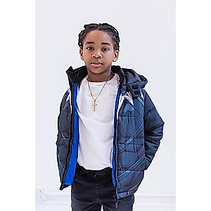 Marvel Avengers Black Panther Big Boys Zip Up Puffer Jacket Gray 14-16