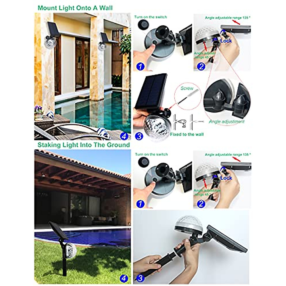 LED CONCEPT Solar Pathway Light RGB Outdoor, Solar Colorful Garden Lights, Waterproof Solar Powered Landscape Light for Walkway, Garden, Patio, Lawn, Yard(LC-Pathway Light-01)