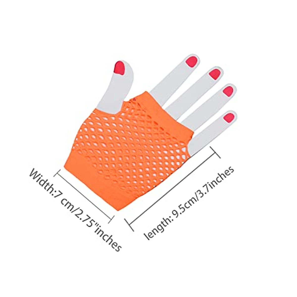 Allegra K Women's Fingerless Mesh 1980s Fancy Dress Party Costume Accessories Fishnet Gloves Long-1Pair Orange