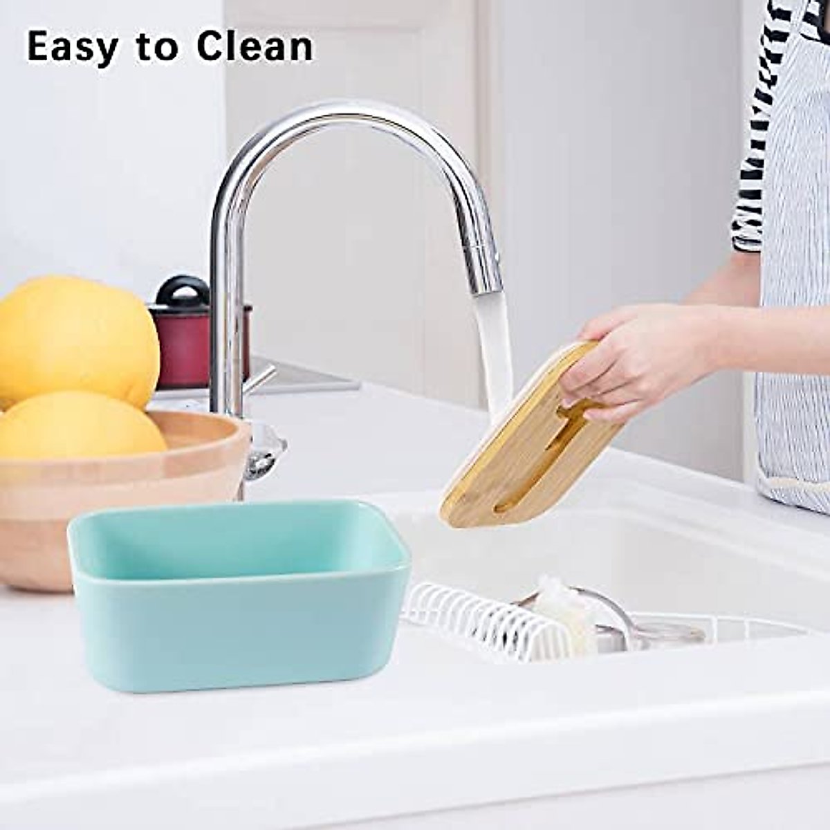 Large Ceramic Butter Dish with Airtight Lid and Knife for Countertop- Holds Up to 2 Sticks Butter Container with Bamboo Lid