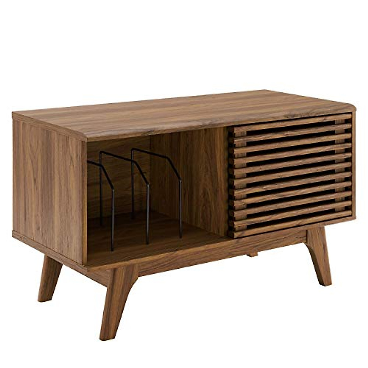 Modway Render Mid-Century Modern 37" Vinyl Record Display Stand in Walnut, 37 Inch