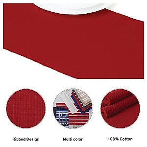 Encasa Table Runner for 4 Seater Dining | Solid Red | Fine Ribbed Cotton | Size 13"x59" | Over 20 Modern Colors & Woven Designs, Machine Washable