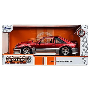 Jada Toys Bigtime Muscle 1:24 1989 Ford Mustang GT Die-cast Car Red Silver, Toys for Kids and Adults