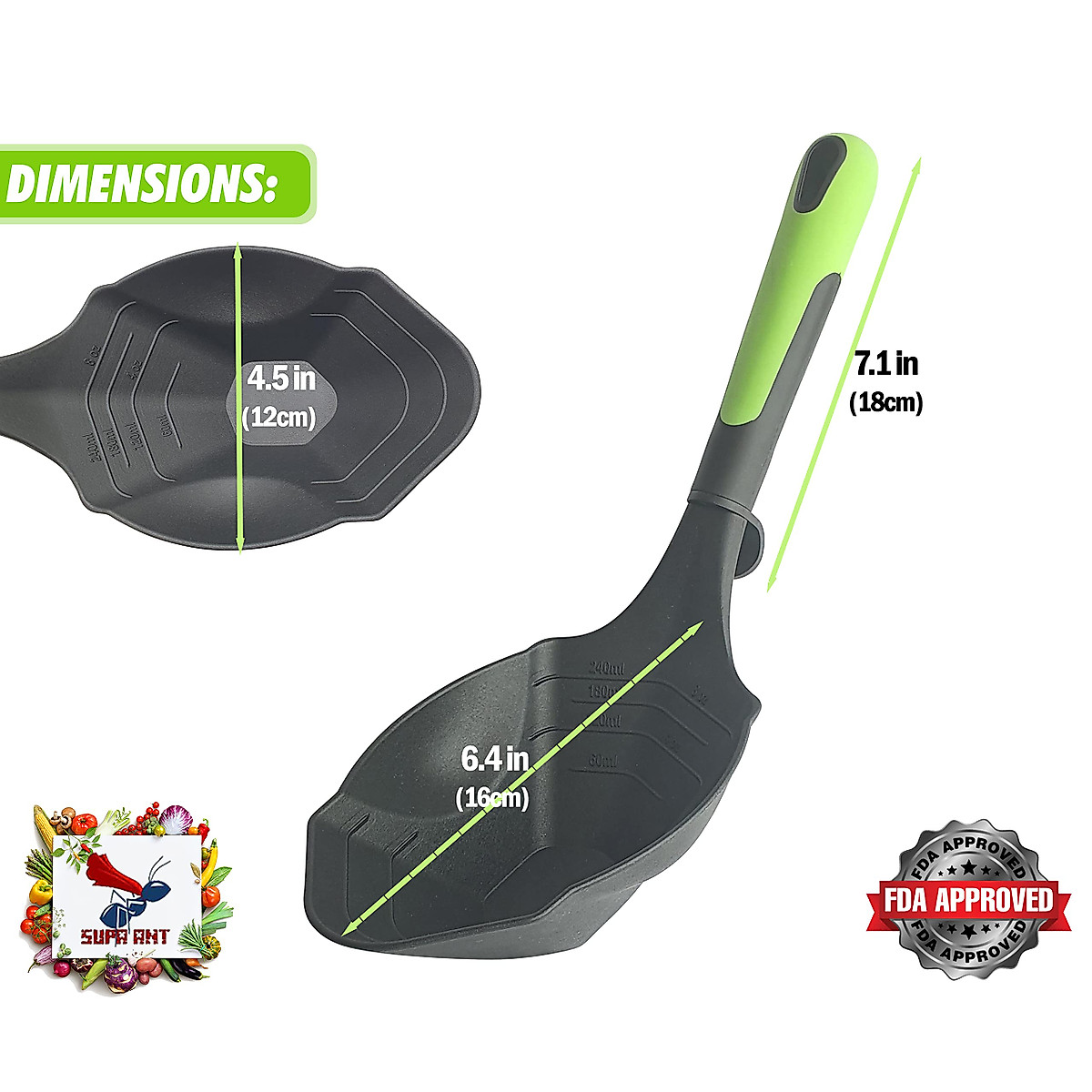 Supa Ant Canning Ladle, Canning Scoop, Large Ladle, Large Ladle for Canning, Large Ladle Spoon, Food Scoop, Food Scooper tool, Canning Supplies, ½-Pint Capacity 500F (Assembled in USA)