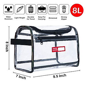 Rough Enough Clear Toiletry Bag Clear Makeup Bag Pouch Bundle Set RE8562+RE8201